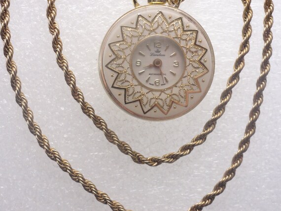 Landau Watch Necklace Starburst Face Reversible - Gem