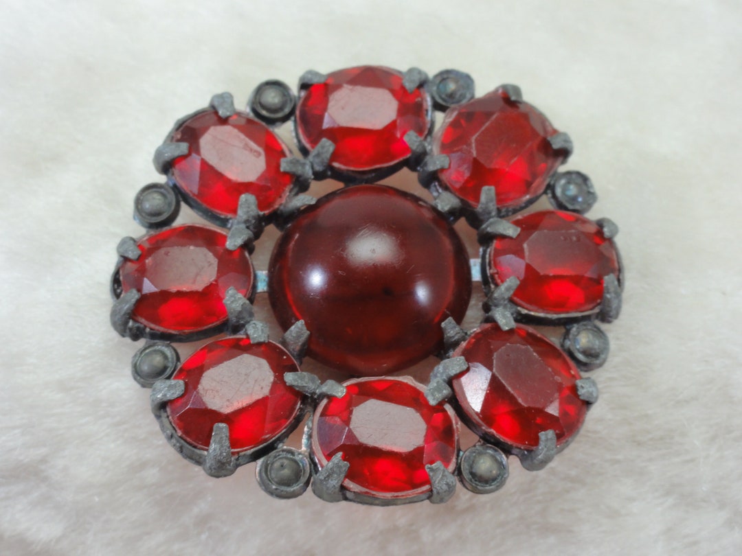 Pot Metal Sash Button Red Early Plastic Double Shank - Etsy