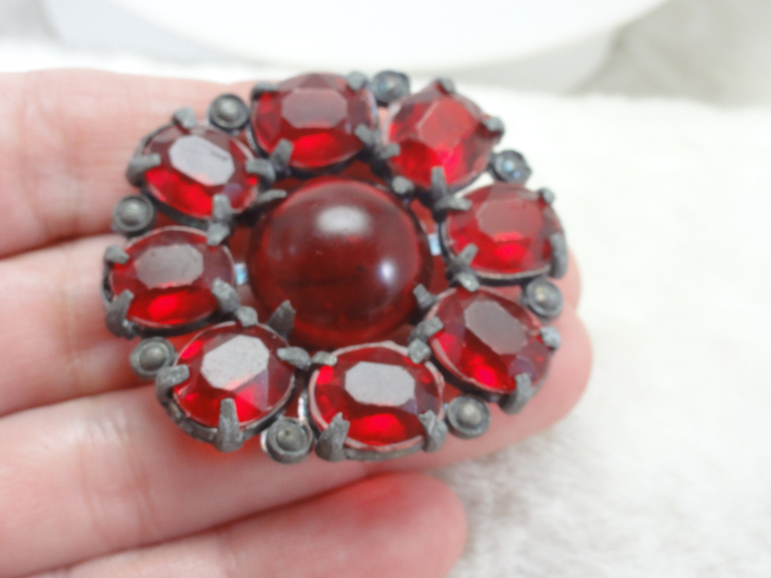 Pot Metal Sash Button Red Early Plastic Double Shank - Etsy