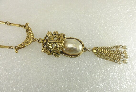 Rare Goldette Victorian Lavalier Barouqe Glass Pearls - Gem