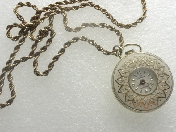 Landau Watch Necklace Starburst Face Reversible - Gem