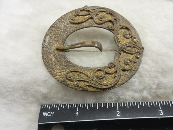 Brass Sash Pin Antique 1800's Sash Buckle Ornate Art … - Gem