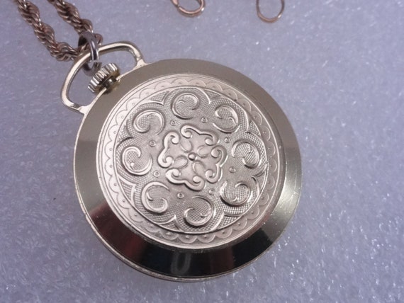 Landau Watch Necklace Starburst Face Reversible - Gem