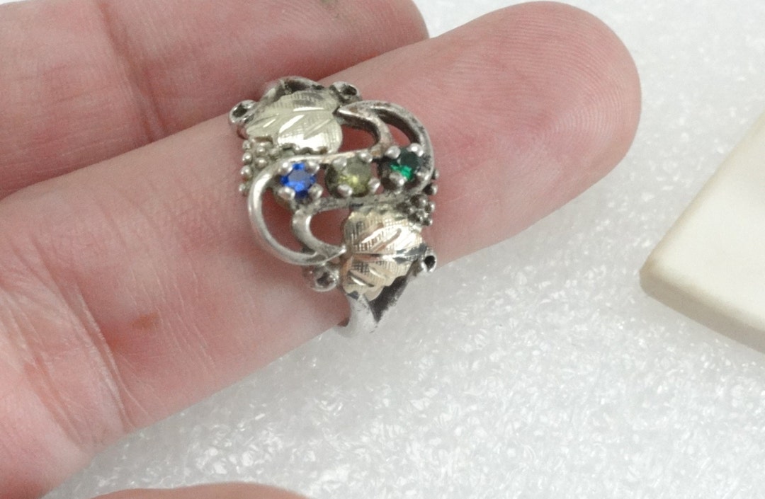Antique 12k Ring Sterling 3 Gemstone - Etsy