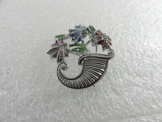 West Germany Brooch Cornucopia Eloxal Painted - Gem