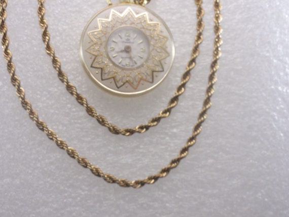 Landau Watch Necklace Starburst Face Reversible - Gem