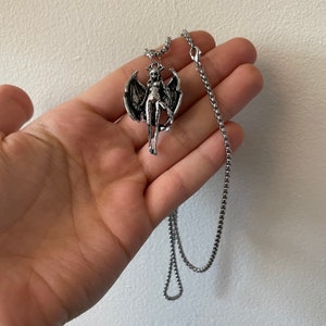 Silver She Devil Succubus Demon Pendant Necklace Stainless Steel Chain ...