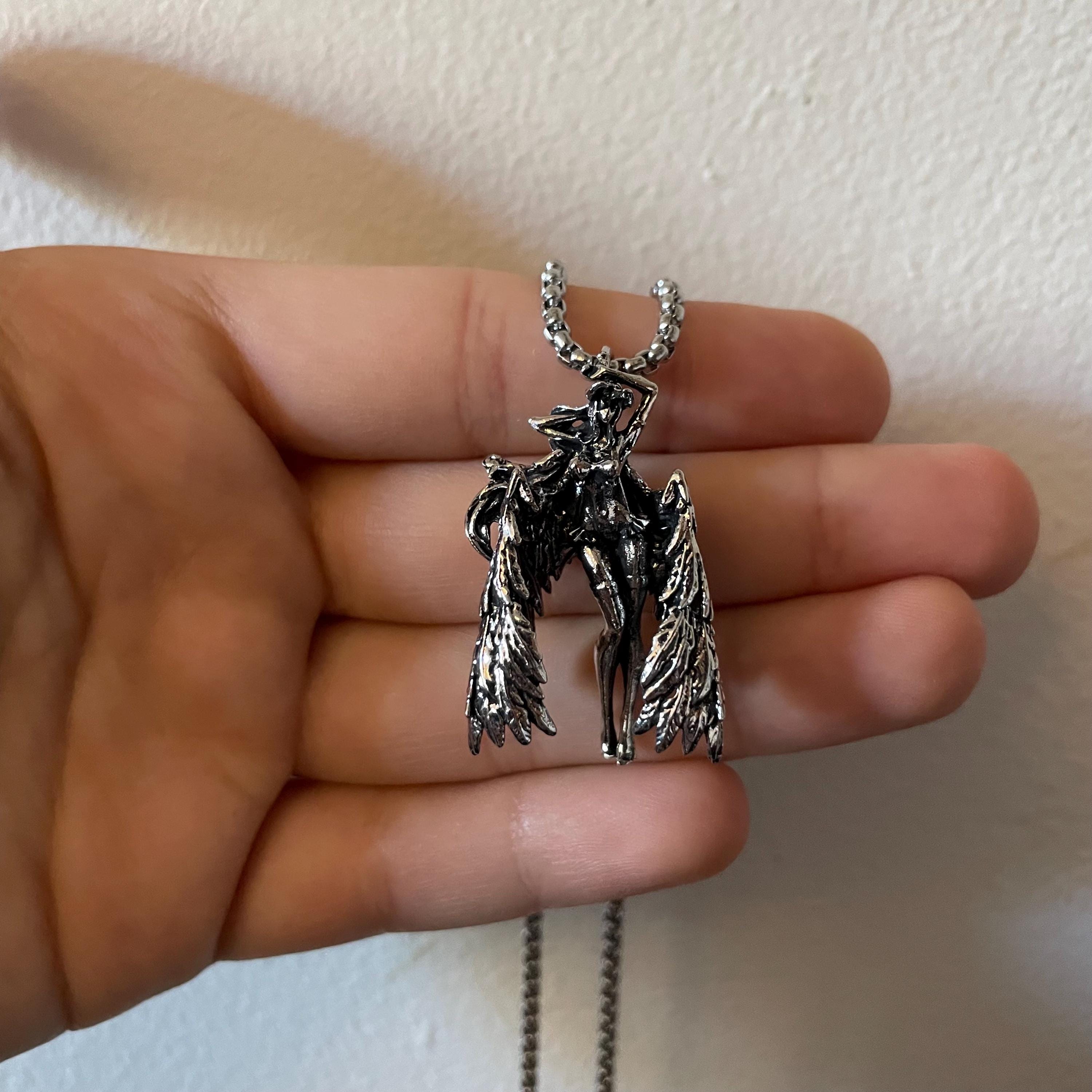 Silver Succubus Angel Demon She Devil Lady Pendant Necklace Stainless ...