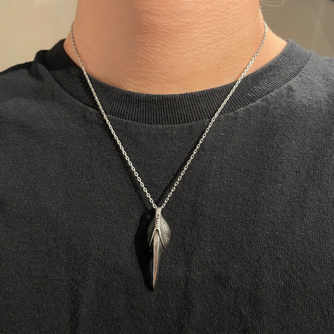 Silver Dragon Claw Pendant Necklace Stainless Steel Chain Gothic ...