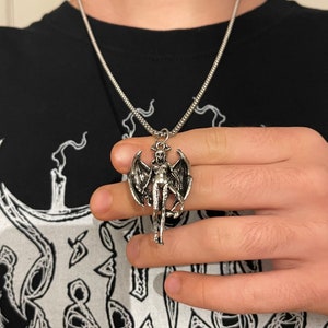 Silver She Devil Succubus Demon Pendant Necklace Stainless Steel Chain ...