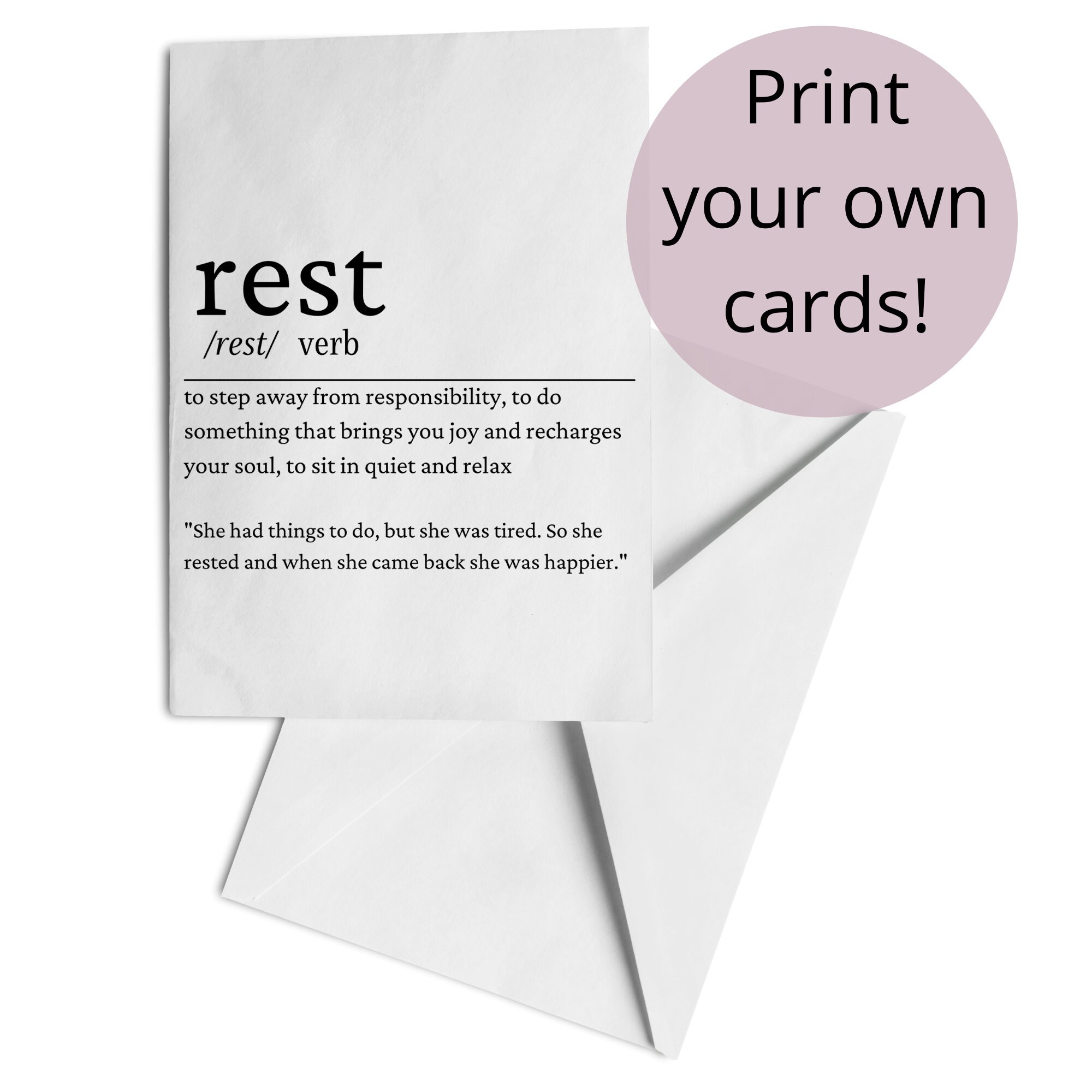 Rest Definition | PNG DIGITAL FILE | Print Your Own Cards | Framed Art ...