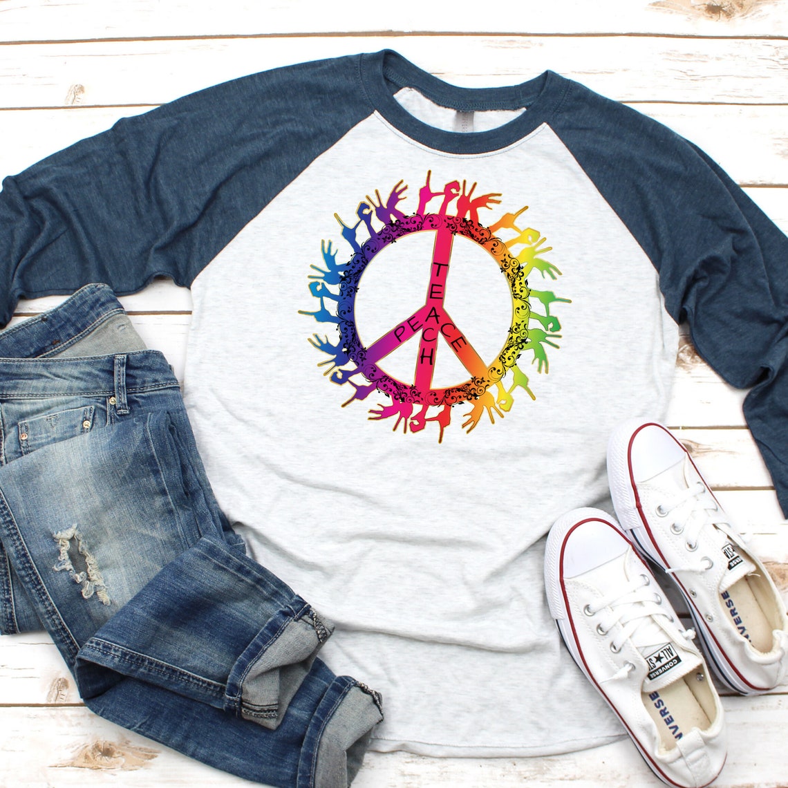 Teach Peace Sign Hippy Boho .PNG DIGITAL FILE Make Your Own - Etsy