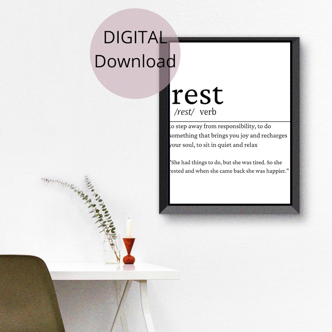 Rest Definition | PNG DIGITAL FILE | Print Your Own Cards | Framed Art ...