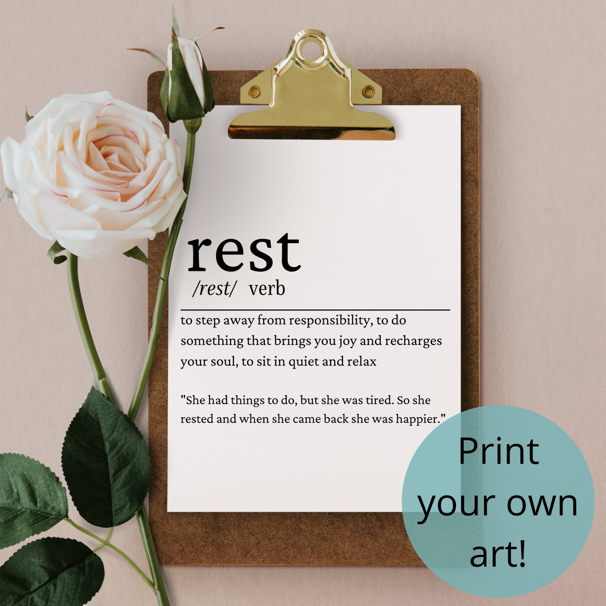 Rest Definition | PNG DIGITAL FILE | Print Your Own Cards | Framed Art ...