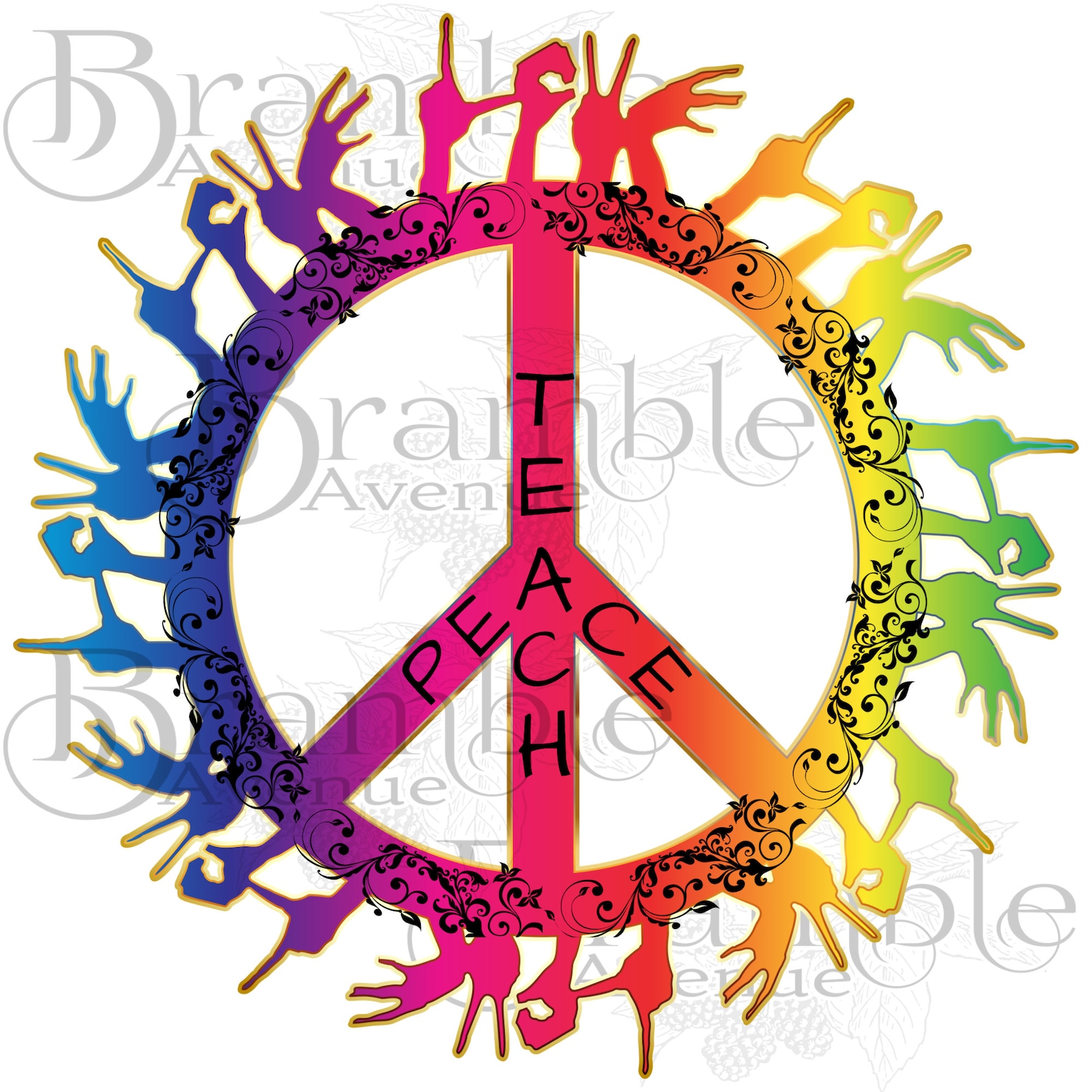 Teach Peace sign hippy boho .PNG DIGITAL FILE make your own | Etsy