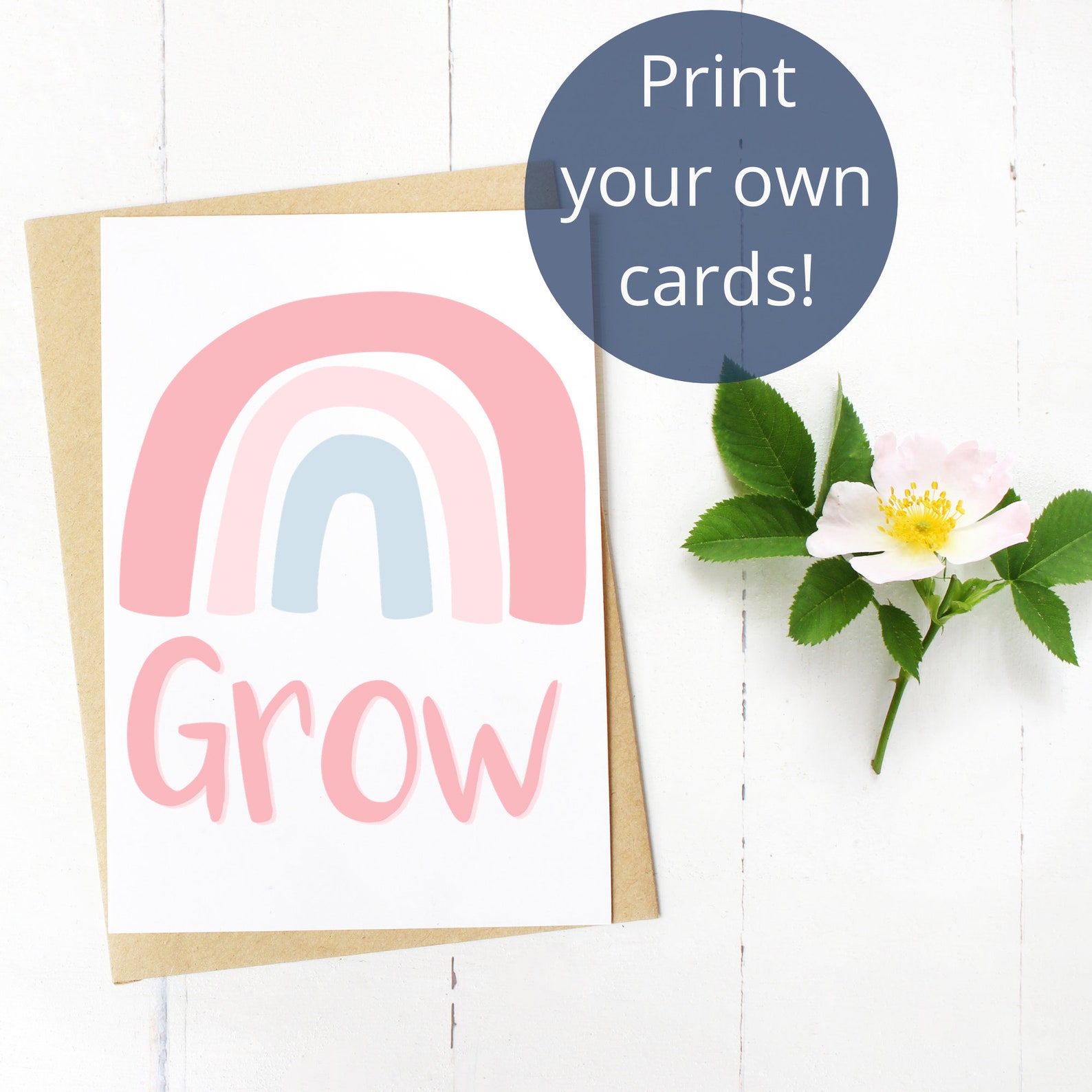 Grow Quote RAINBOW SERIES Png Pdf DIGITAL Greeting Card - Etsy