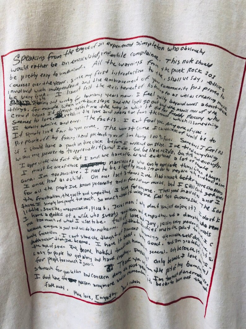 Vintage Original 90's Kurt D. Cobain Suicide Note | Etsy