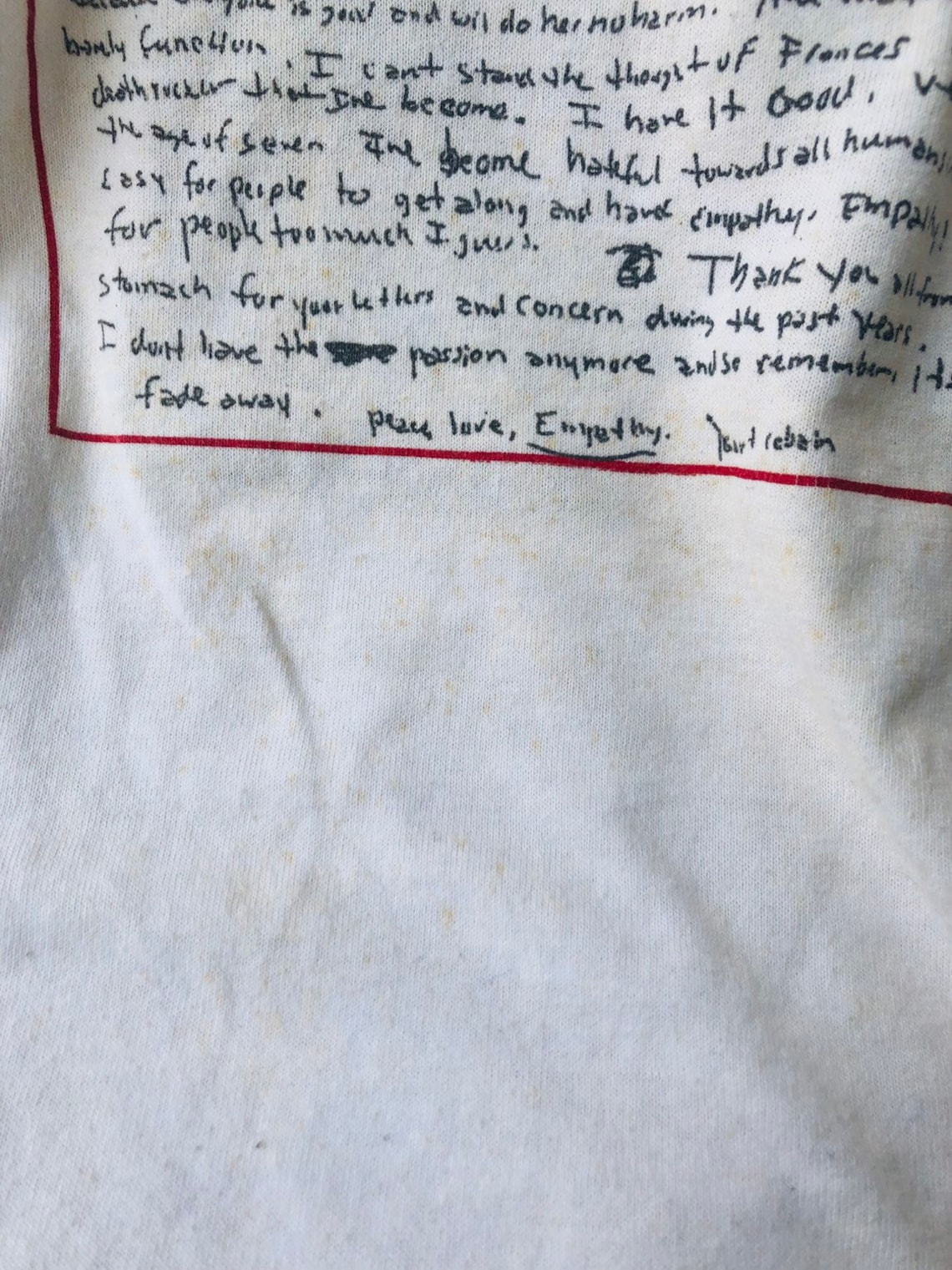 Vintage Original 90's Kurt D. Cobain Suicide Note - Etsy