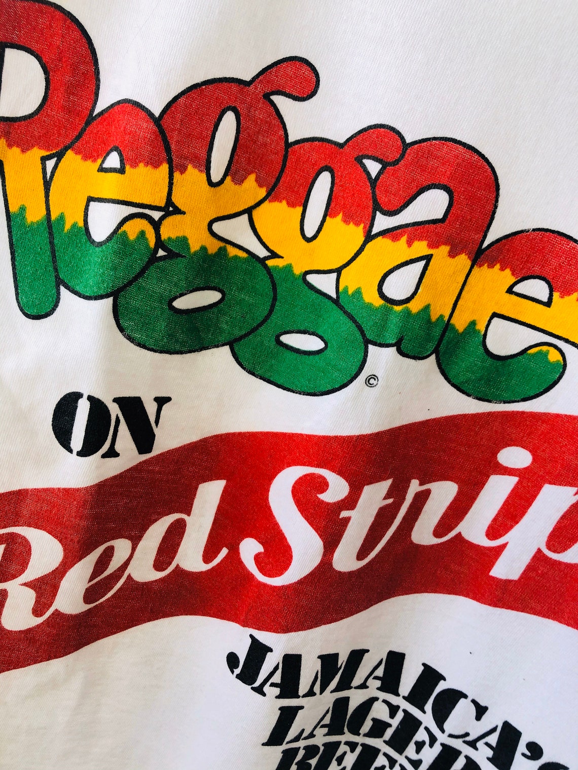 Vintage Original 80’s Raggae on Red Stripes Modern Streetwear Style T ...