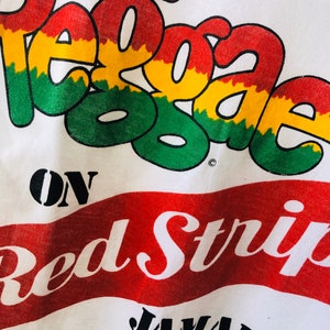 Vintage Original 80’s Raggae on Red Stripes Modern Streetwear Style T ...