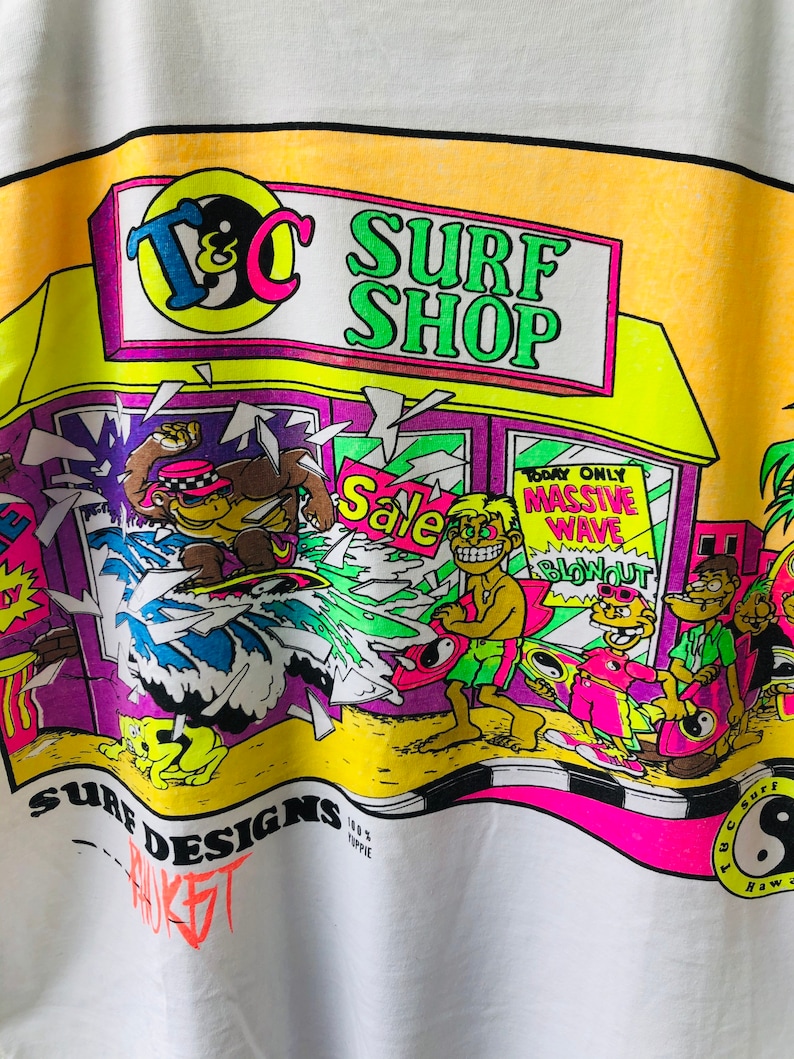 Vintage Original 90s T&C Surf Design Hand Printed Phuket - Etsy