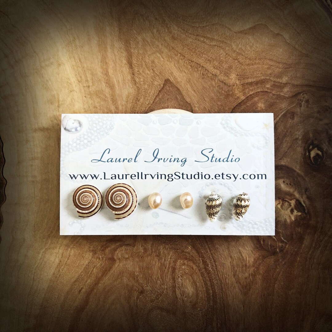 Seashell Stud Earrings | Sundial Sea Shell | Peach Freshwater Pearl ...