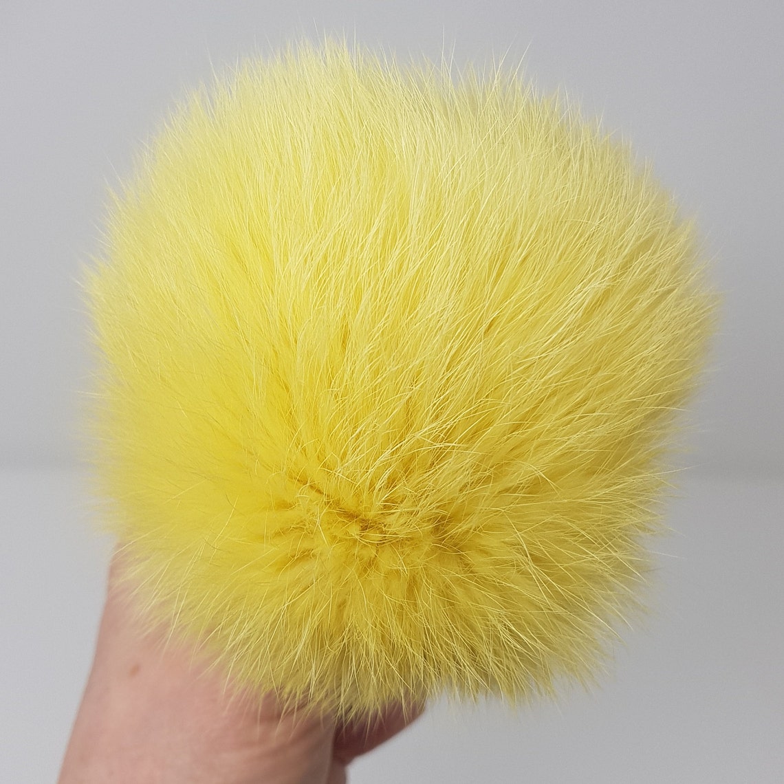 Set of 3 Yellow Real Fur Bobble Large Pom Pom Fur Ball Top Pom | Etsy