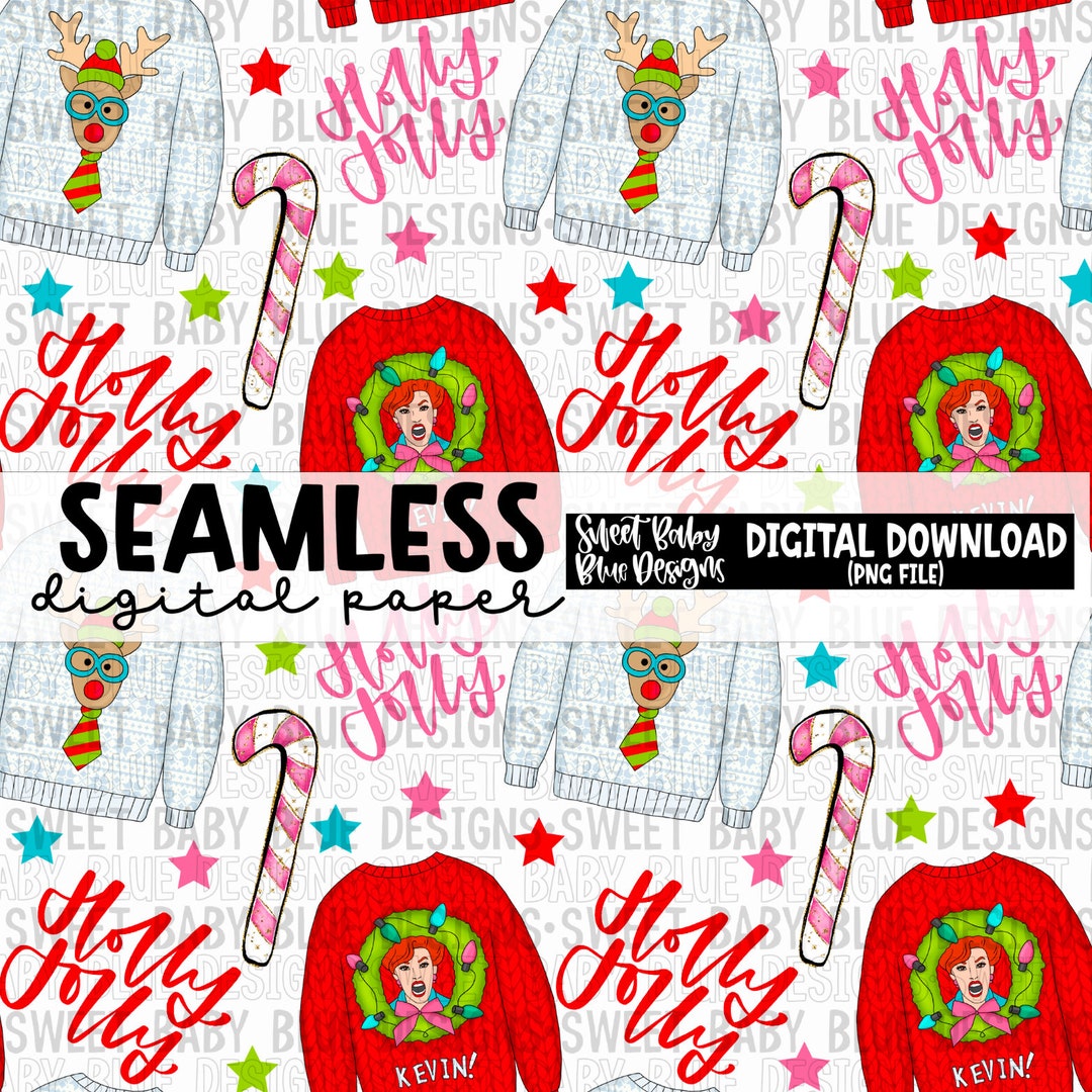 Holly Jolly- Seamless Digital Paper - Digital Instant Download - PNG ...