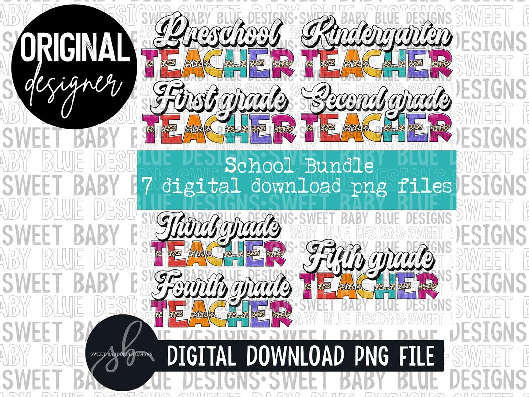 School Teacher Bundle- 7 Digital Instant Download - PNG FILE - Etsy