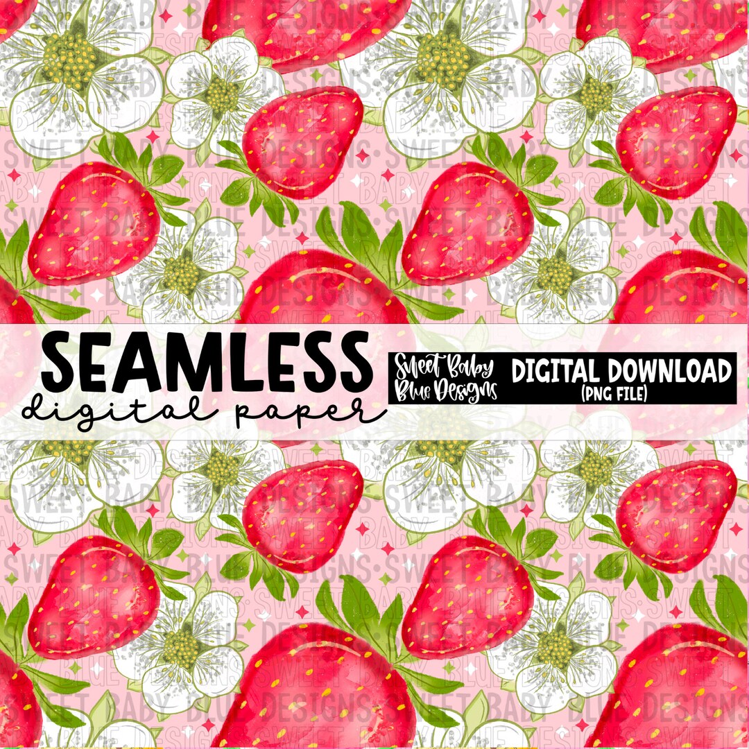 Strawberry- Seamless Digital Paper - Digital Instant Download - PNG ...