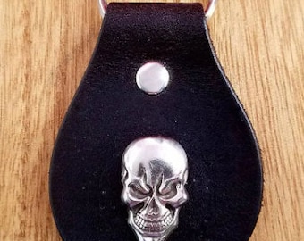 Leather Skull and Crossed Swords Keychain - Etsy