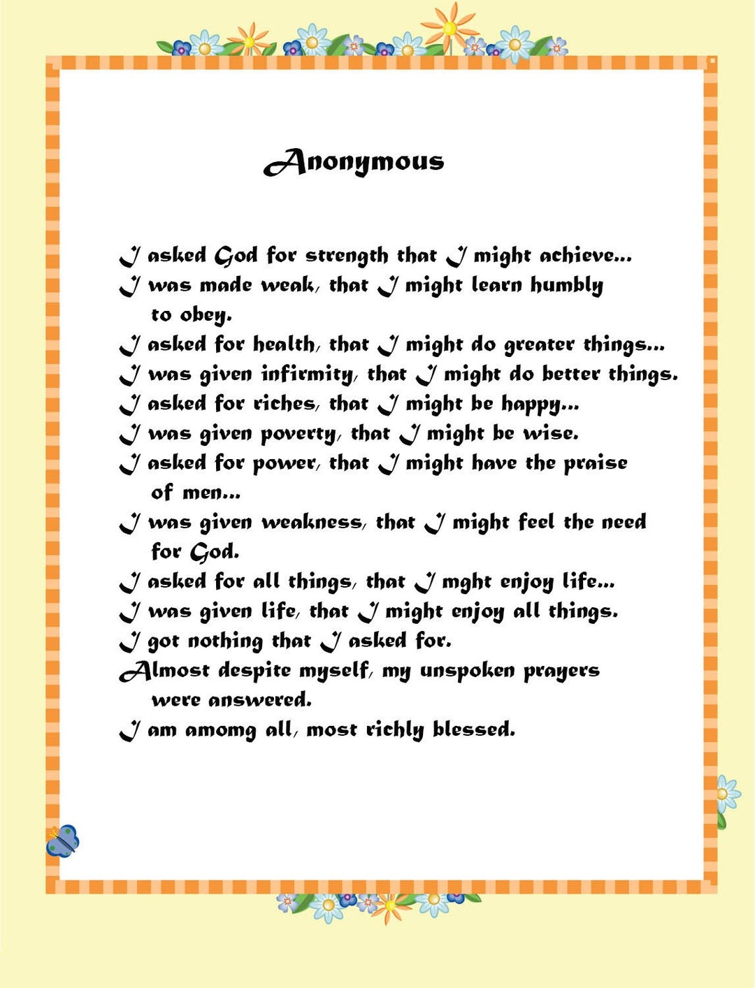 Anonymous, Poem, Religious, Inspirational, Profound Message, Divine ...