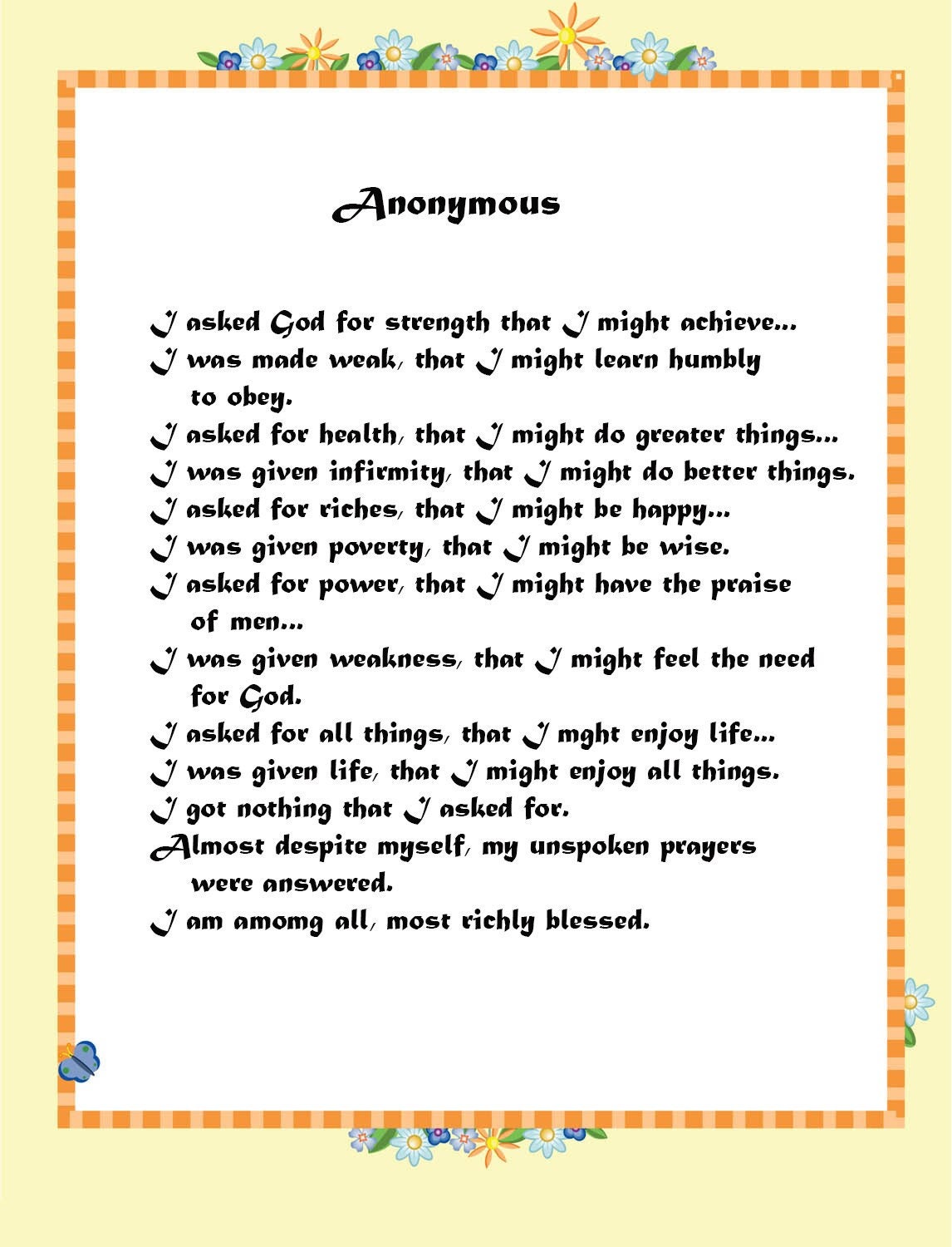 Anonymous, Poem, Religious, Inspirational, Profound Message, Divine ...