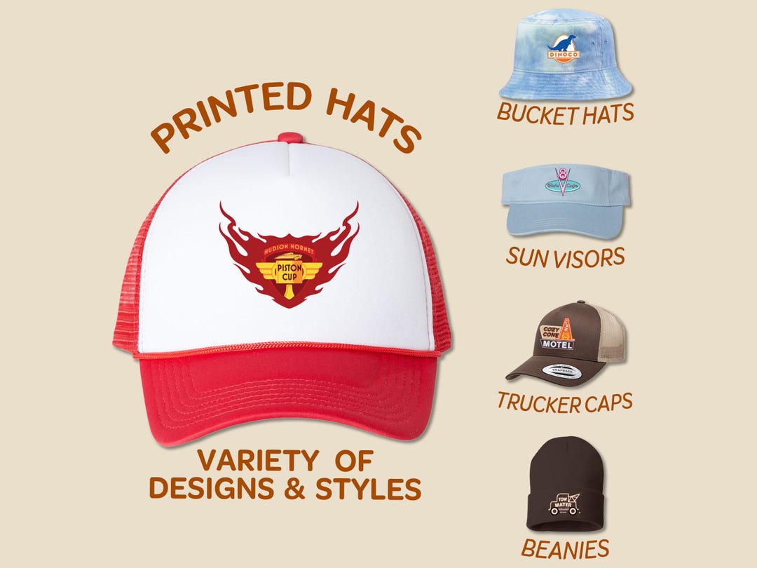 Disney Cars Logo Full Color Printed Hat | Trucker Hat | Bucket Hat ...