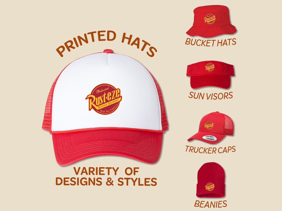 Rust-eze Logo Hat: Cars Movie Trucker, Bucket, Beanie, Visor - Etsy