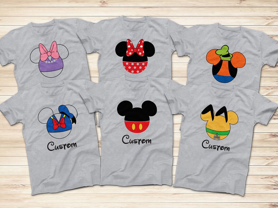Mickey and Friends Ears Shirts, Minnie, Daisy Donald Duck, Goofy, Pluto ...