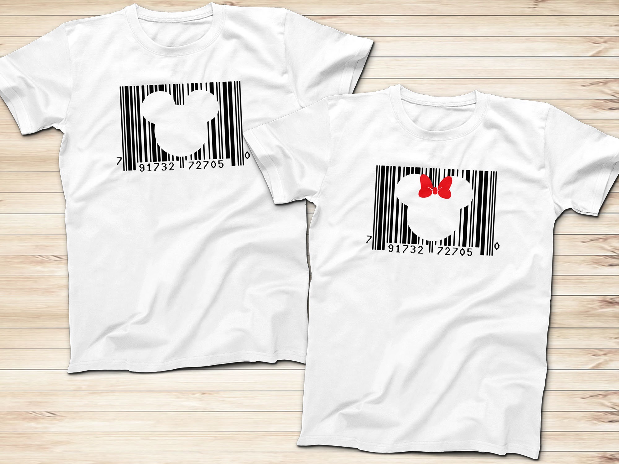 Mickey and Minnie Barcode Disney Shirts Family Halloween | Etsy