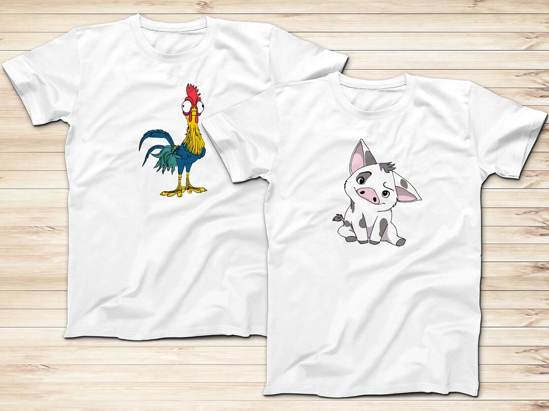 Pua Pig and Hei Hei Rooster Shirts, Moana Cartoon Inspired, Disney ...