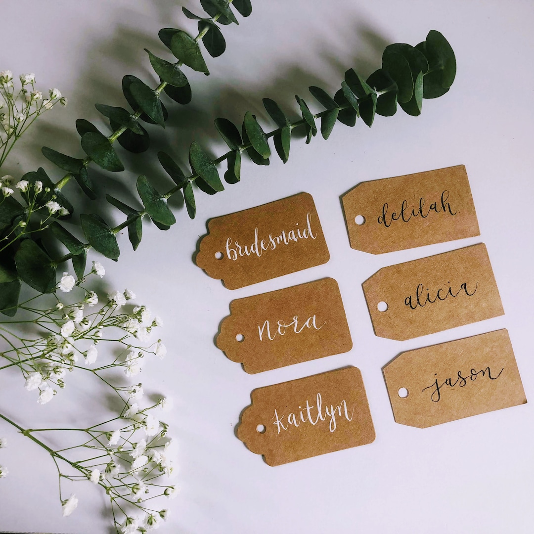 Handwritten Calligraphy Kraft Tags | Wedding/ Bachelorette/ Bridesmaid ...