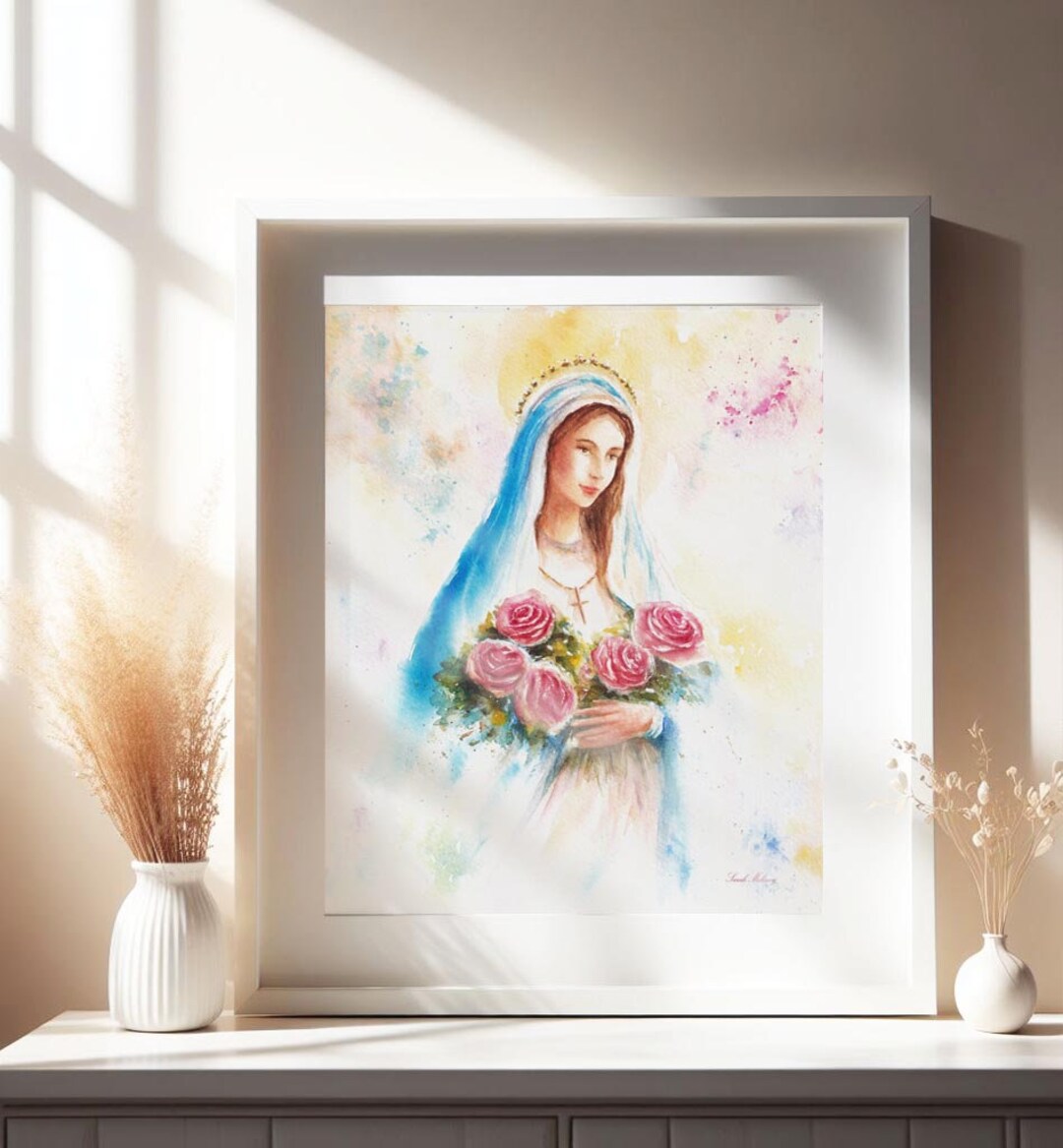 Blessed Virgin Mary Art Watercolor Painting Holy Mary Art - Etsy
