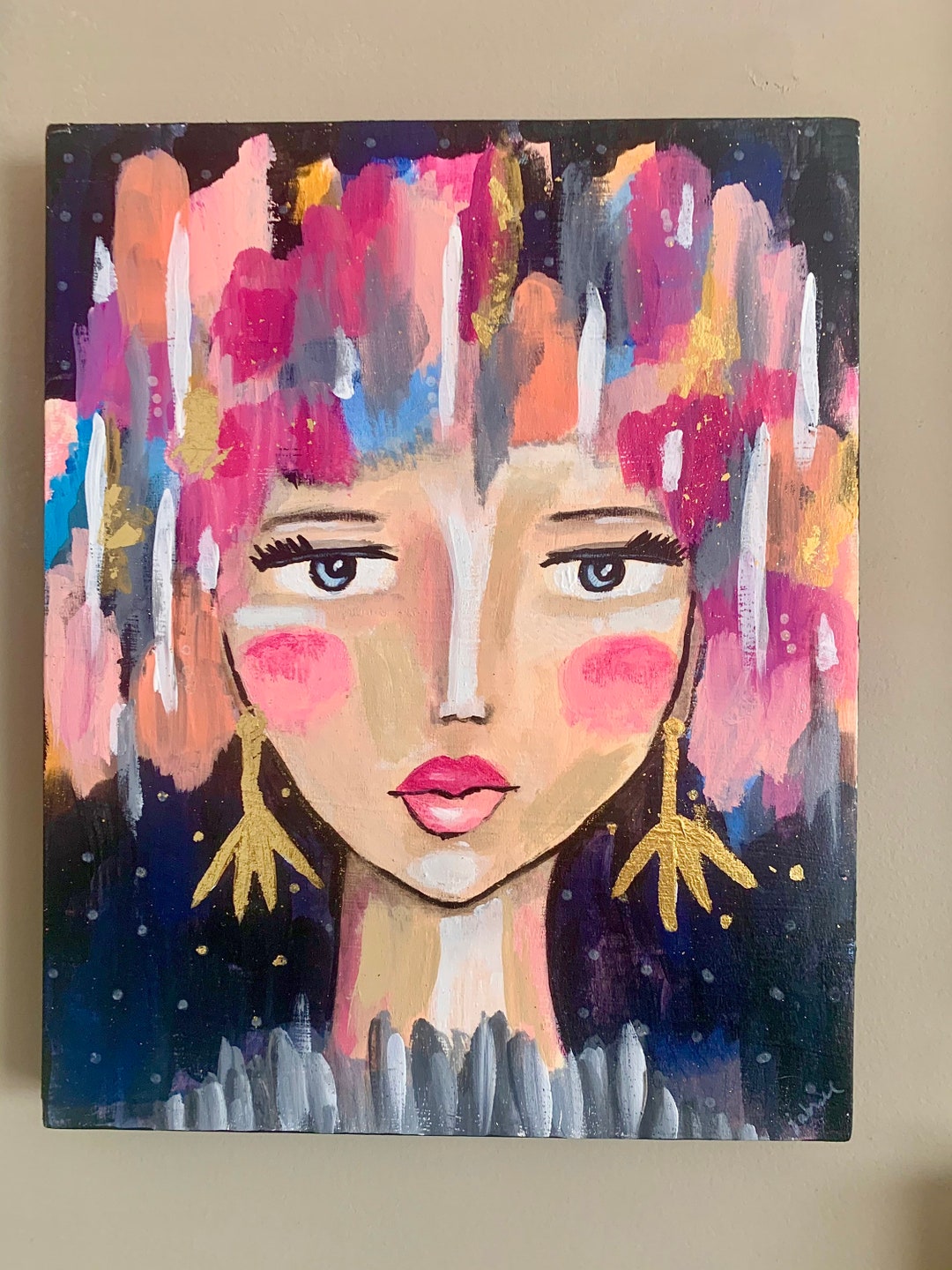 Unlimited Potential acrylic painting art whimsical face girl female ...