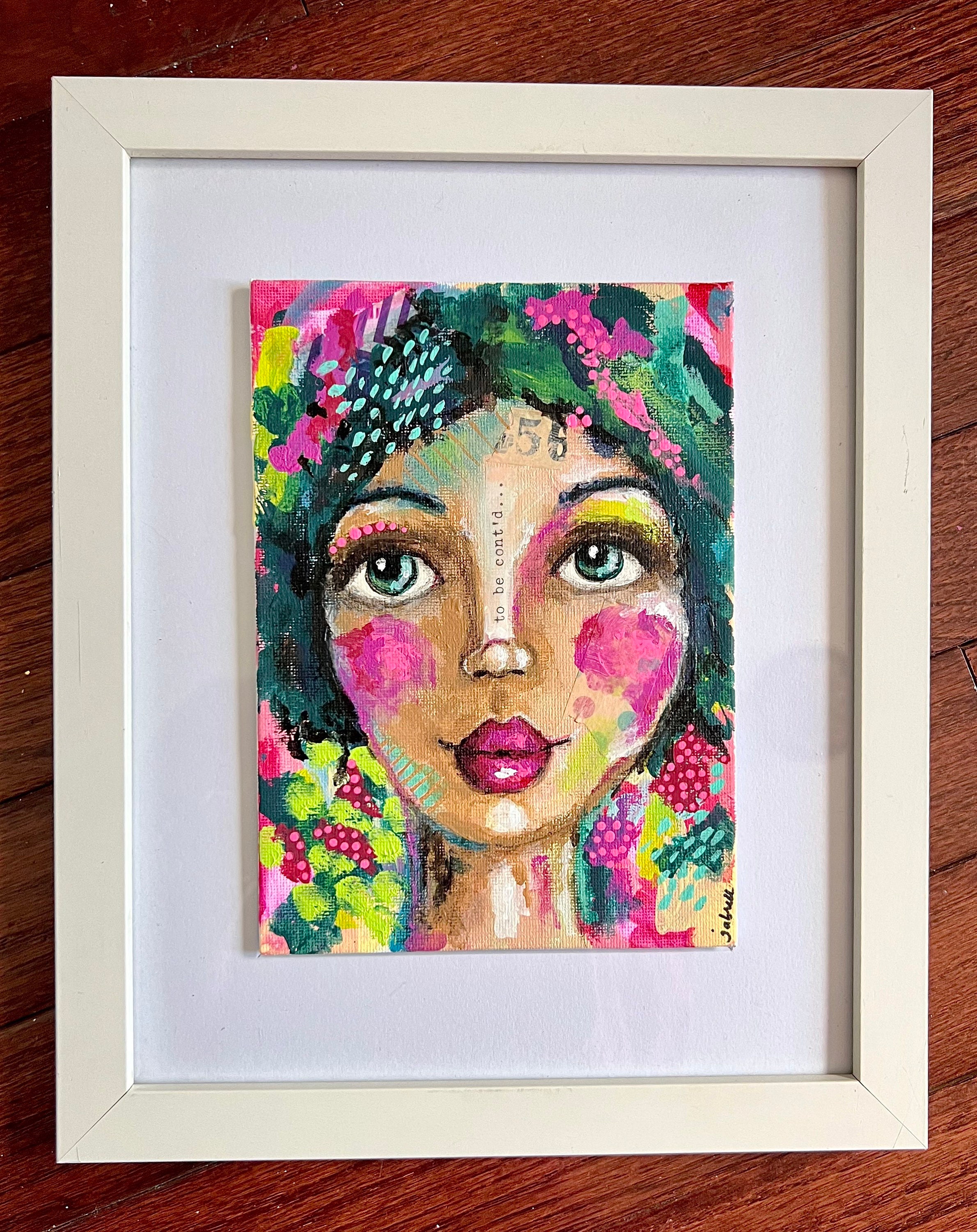 To Be Continued Original Acrylic Art Mixed Media Whimsical Female Face ...