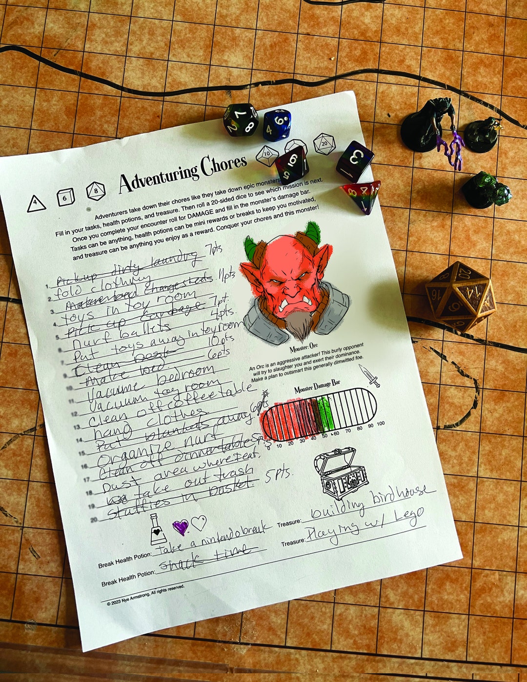 DND Adventuring Chores- Worksheet - Monster Pack 2 - Etsy