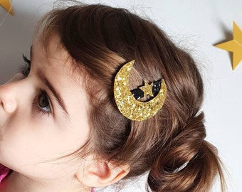 Crescent Moon Hair Clip - Etsy