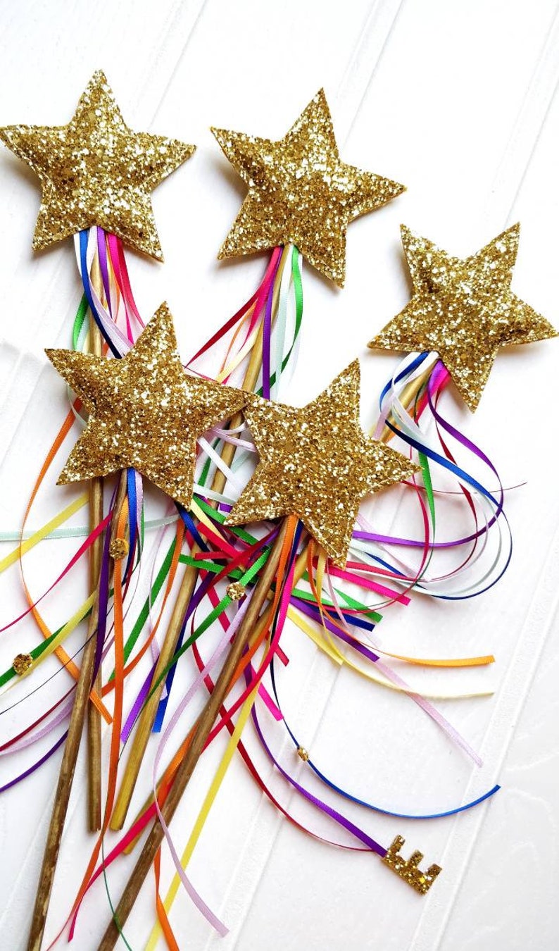 Rainbow Magic Wand. Gold Glitter Wand. Fairy Wand. Rainbow | Etsy