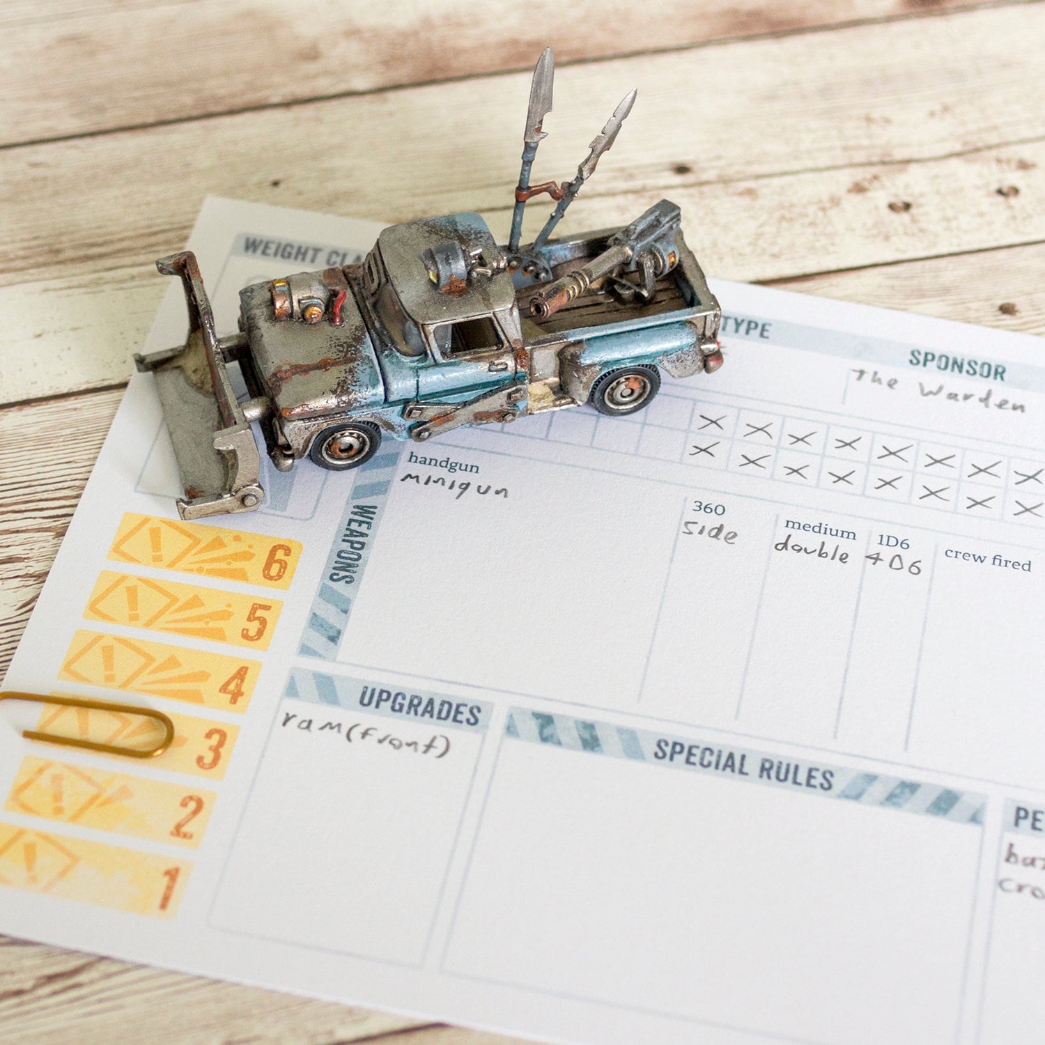 A5 Gaslands Vehicle Cards Set of 10 Dashboards for Post Apocalyptic Sci ...