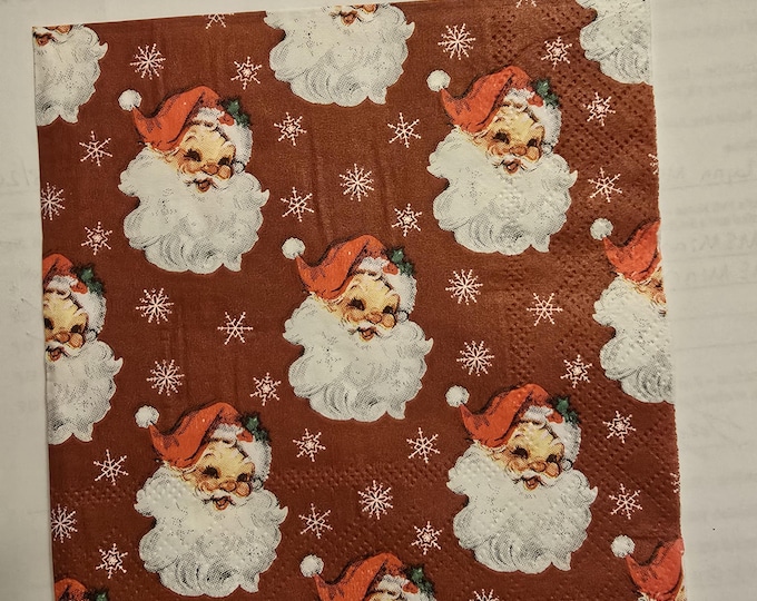 Decoupage Napkins- Christmas Santa Paper Napkins- Set of 3 - Luncheon ...