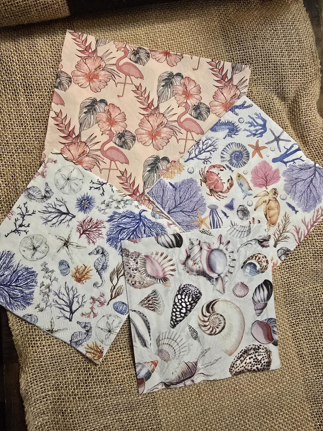 Sea Shell & Flamingo Decoupage Napkins – Mixed Designs, Set of 4 - Etsy