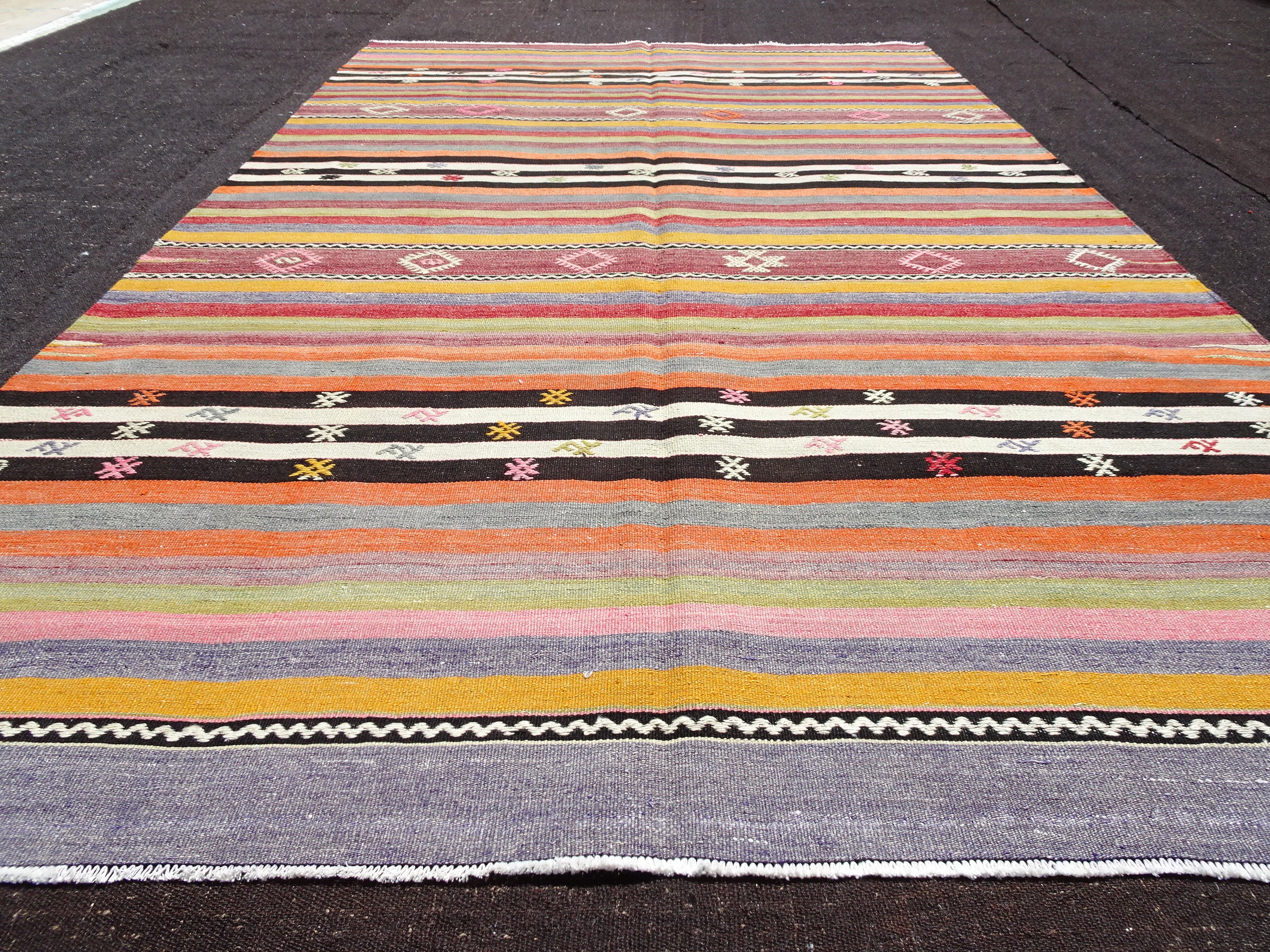 Large Stripe Rug66x101feet 197x308 Cm Turkish | Etsy