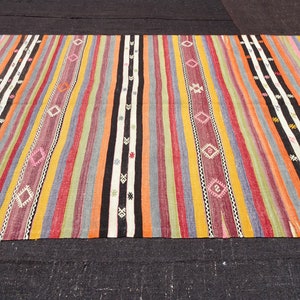 Large Stripe Rug,6,6x10,1feet 197x308 Cm Turkish Kilim Rug,stripe ...